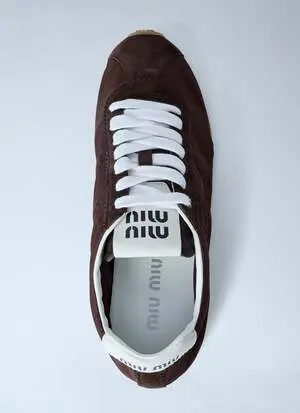 Miu Miu Logo Patch" Low-top Sneakers - Brown