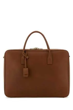 Saint Laurent Caramel Leather Briefcase - Brown