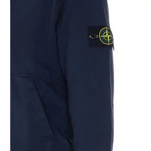 Stone Island Logo Detail Hooded Sweatshirt - Blue