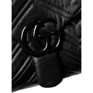 Gucci Chevron Gg Logo Leather Shoulder Bag