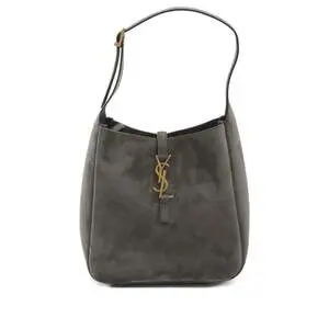 Saint Laurent Grey Suede Cassandre Shoulder Bag