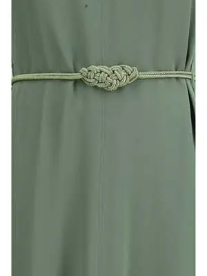 FORTE_FORTE Long Kaftan Dress With V-neck And Belt - Green