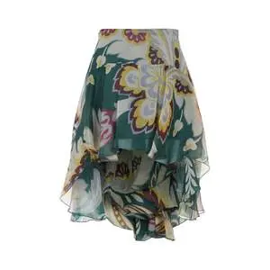 Etro Asymmetrical Floral Print Silk Mini Skirt - Multicolor