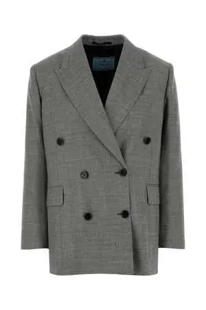 Prada Grey Wool Double Breasted Blazer