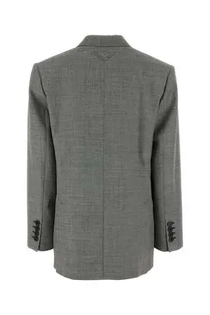 Prada Grey Wool Double Breasted Blazer