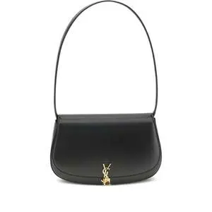 Saint Laurent Lambskin Shoulder Bag With Gold-tone Logo - Black