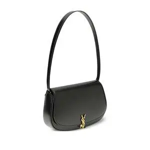 Saint Laurent Lambskin Shoulder Bag With Gold-tone Logo - Black