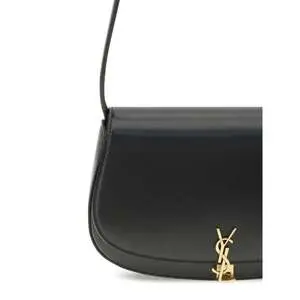 Saint Laurent Lambskin Shoulder Bag With Gold-tone Logo - Black