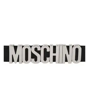 Moschino Leather Belt With Logo Detail - Black