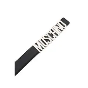 Moschino Leather Belt With Logo Detail - Black