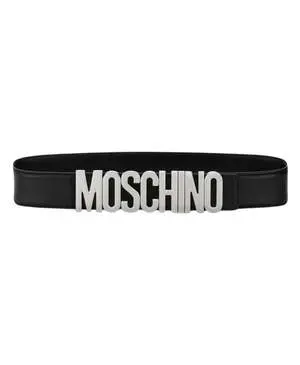 Moschino Leather Belt With Logo Detail - Black