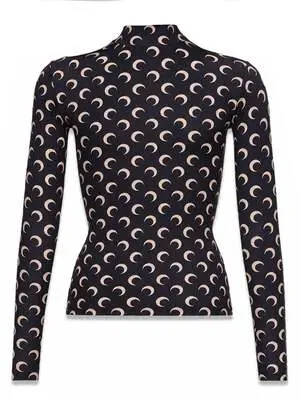 MARINE SERRE Moon Print High Neck Top - Black
