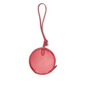 Stella McCartney Perforated Logo Zip Closure Round Keychain