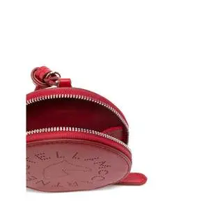 Stella McCartney Perforated Logo Zip Closure Round Keychain