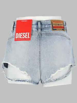 DIESEL® Denim Shorts With Frayed Hems - Blue
