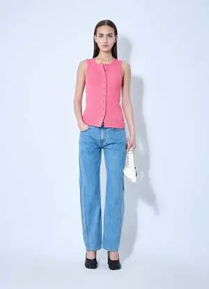 JW Anderson Ribbed Tank Top With Button Front