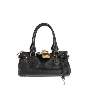 Chloé Leather Padlock Detail Shoulder Bag - Black