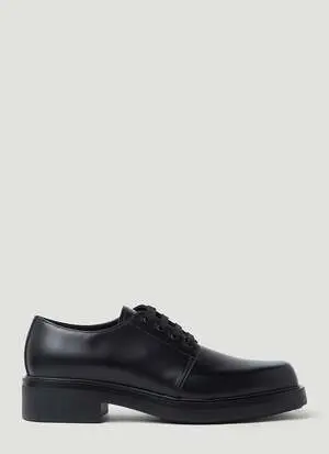 Prada Brushed Leather Derby Shoes - Black