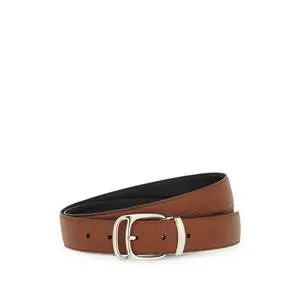 FERRAGAMO Gancini Buckle Leather Belt - Brown