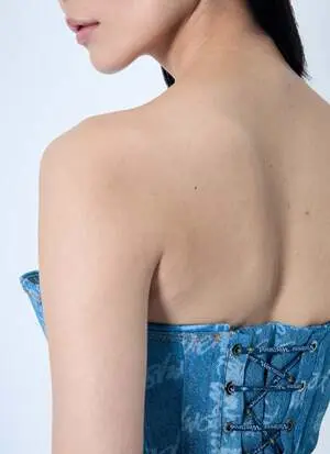 VIVIENNE WESTWOOD Denim Cobrax Corset With All-over Logo Motif