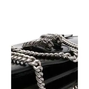 Gucci Calf Leather Tiger Head Shoulder Bag - Black