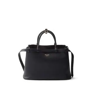 Prada Leather Tote Bag With Gold Tone Buckle Fastening