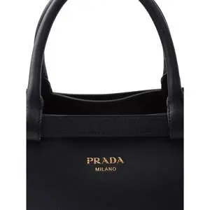 Prada Leather Tote Bag With Gold Tone Buckle Fastening