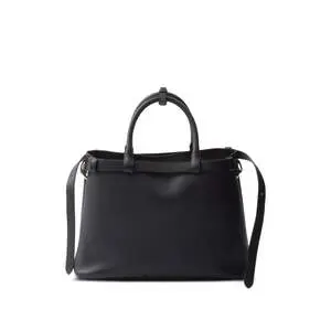 Prada Leather Tote Bag With Gold Tone Buckle Fastening - Black