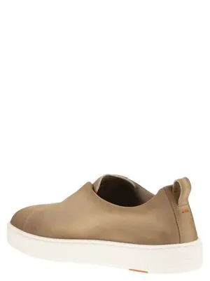 Santoni Suede Leather Slip-on Trainers With Rubber Sole