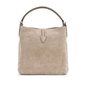 TOD'S Suede Tote Bag With Gold-tone Hardware - Cream