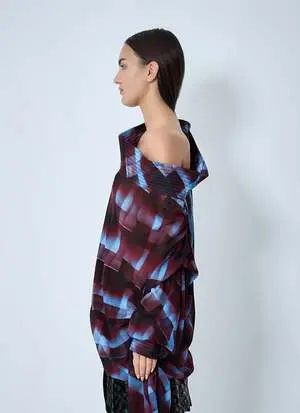 Dries Van Noten Asymmetrical Check Print Viscose Shirt