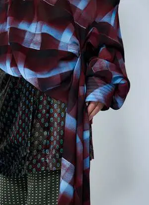 Dries Van Noten Asymmetrical Check Print Viscose Shirt