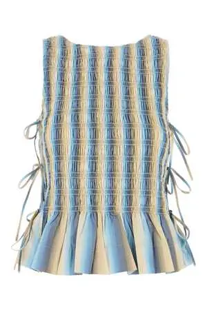 GANNI Striped Organic Cotton Top - Multicolor