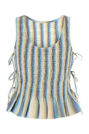 GANNI Striped Organic Cotton Top