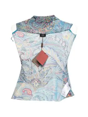 Etro Printed Semi-sheer Knot Detail Top - Multicolor