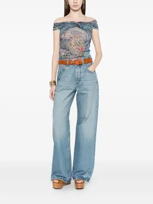 Etro Printed Semi-sheer Knot Detail Top - Multicolor