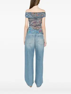 Etro Printed Semi-sheer Knot Detail Top - Multicolor
