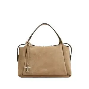 TOD'S Leather Tote Bag With Detachable Shoulder Strap And T Charm - Cream