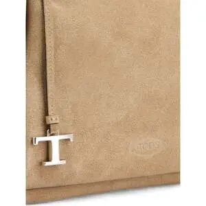 TOD'S Leather Tote Bag With Detachable Shoulder Strap And T Charm