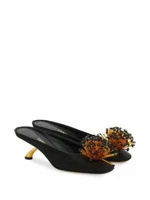FERRAGAMO Satin Slip-on Mules With Embellished Tip - Multicolor