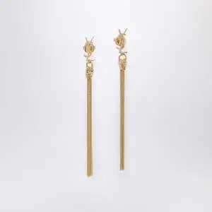 Saint Laurent Cassandre Pendant Earrings In Gold-tone Metal - Silver