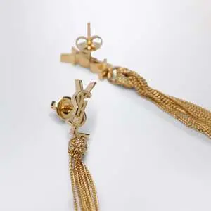 Saint Laurent Cassandre Pendant Earrings In Gold-tone Metal - Silver