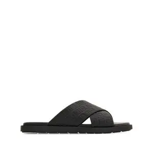FERRAGAMO Embossed Monogram Leather Crossover Strap Sandals