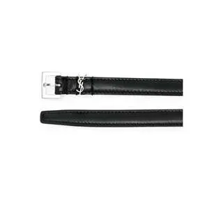 Saint Laurent Cassandre Logo Square Buckle Belt - Black