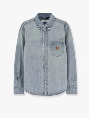 Miu Miu Embroidered Denim Shirt - Multicolor