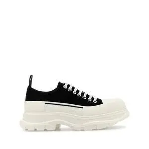 Alexander McQueen Cotton Blend Low-top Trainers With Platform Sole - Black