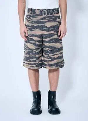 JIL SANDER Belted Camouflage Cargo Shorts - Brown