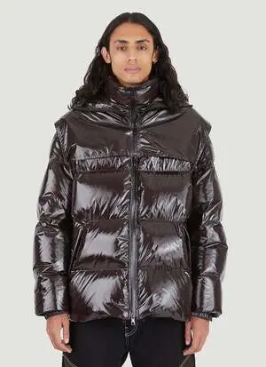 Bottega Veneta Glossy Padded Down Jacket With Funnel Neck And Drawstring Hem - Brown