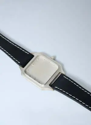 Our Legacy No Time" Rectangular Sterling And Leather Strap Watch