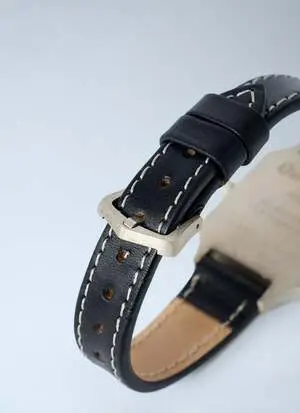 Our Legacy No Time" Rectangular Sterling And Leather Strap Watch